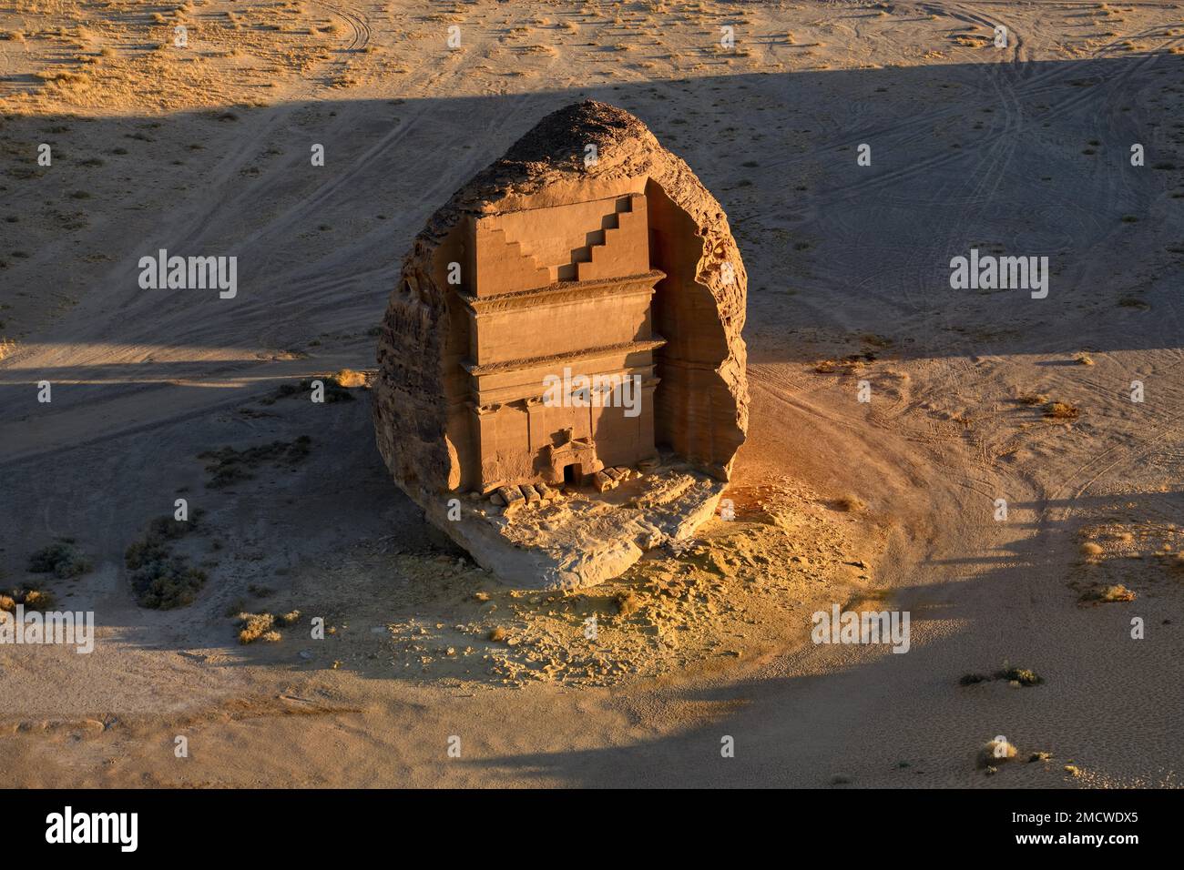Qasr Al-Farid, 2000-year-old tomb of the Nabataeans, aerial view, Hegra ...