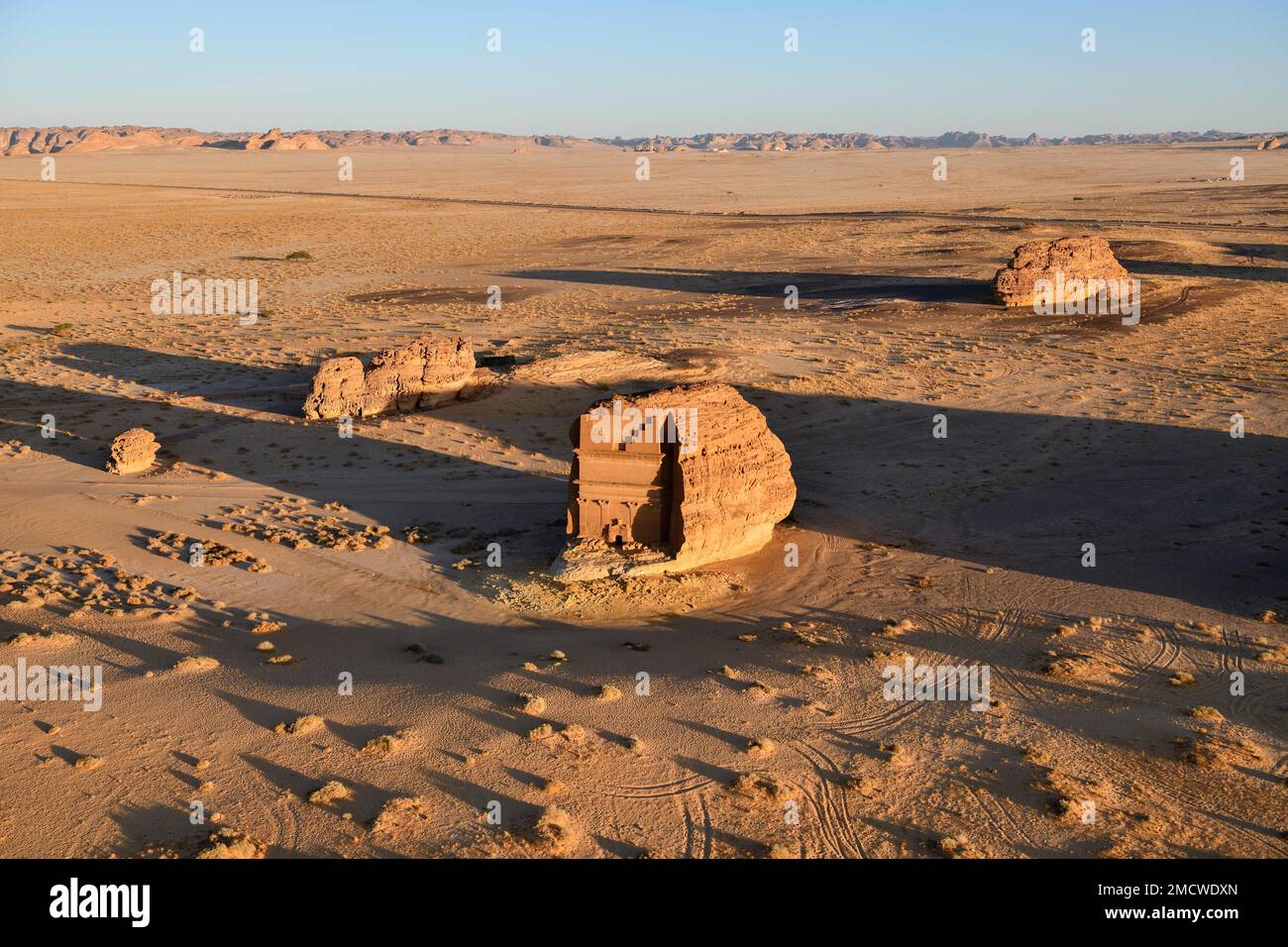 Qasr Al-Farid, 2000-year-old tomb of the Nabataeans, aerial view, Hegra ...