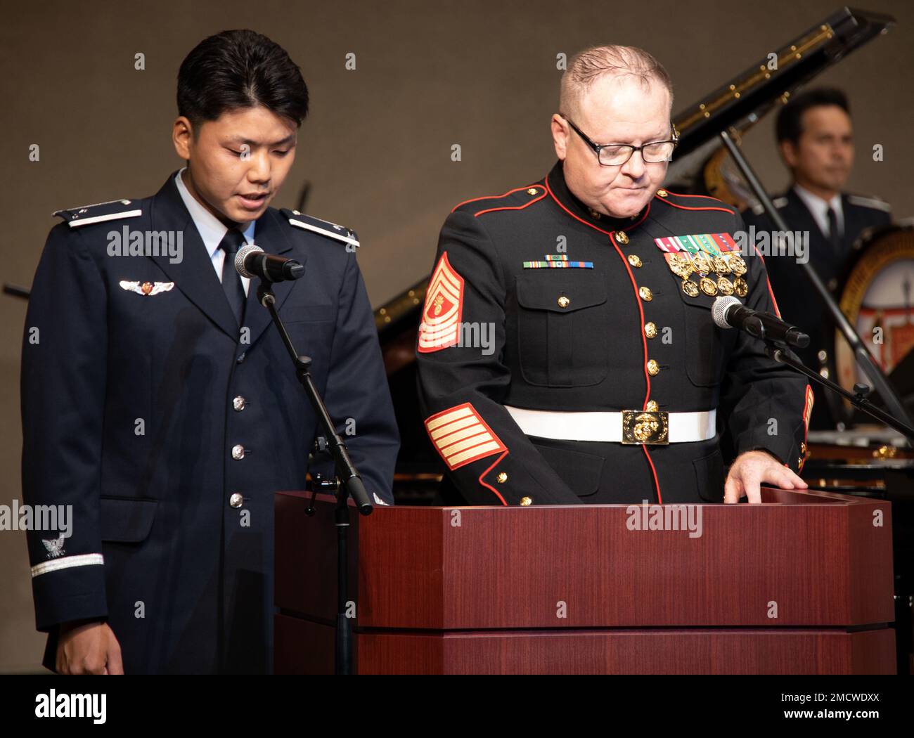 U.S. Marine Corps Master Gunnery Sgt. Michael Stanley, the Bandmaster ...