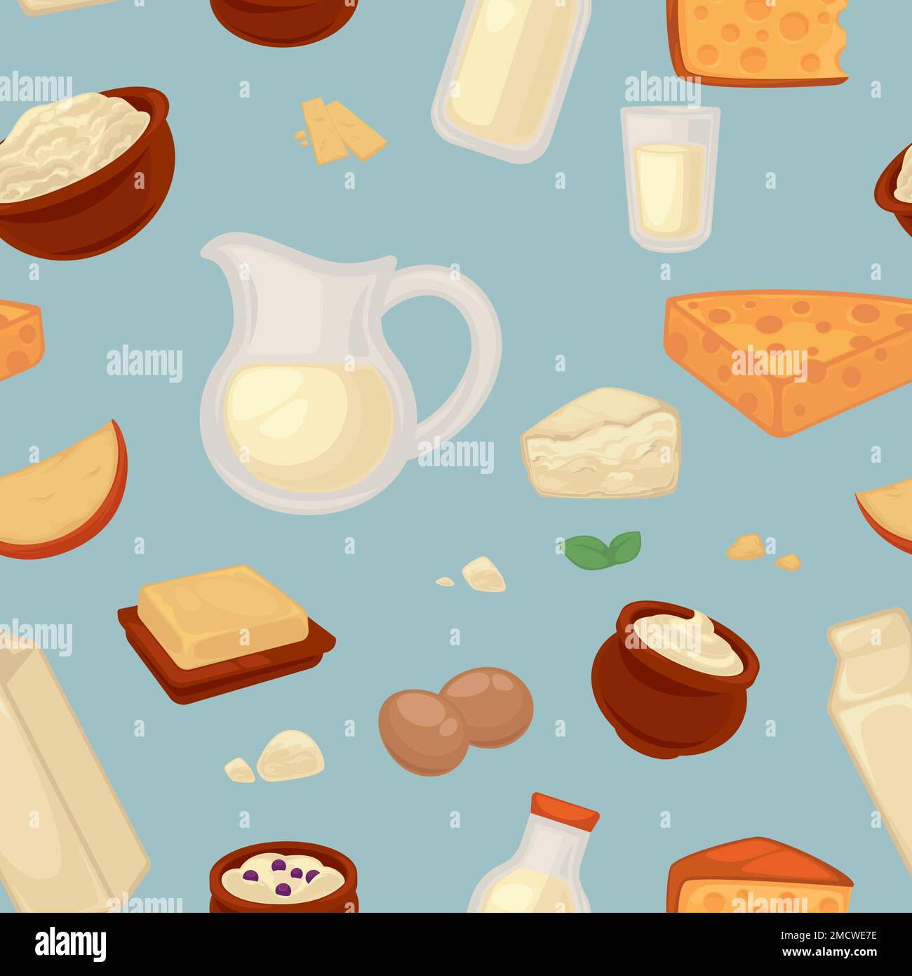 Farm food milk and cheese seamless pattern dairy products Stock Vector ...