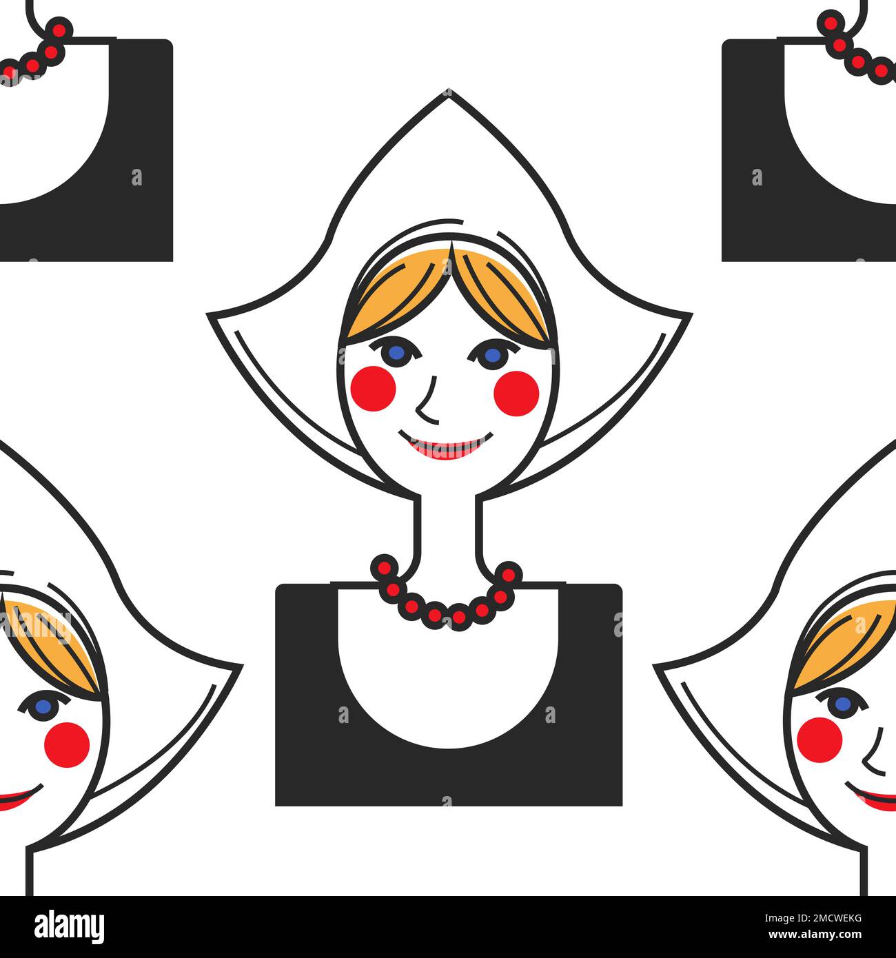 Netherlands symbol woman in national costume seamless pattern Stock ...