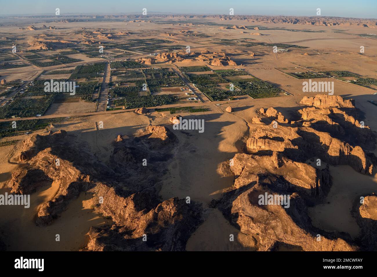Al-Ula Oasis, aerial view, AlUla region, Medina province, Saudi Arabia ...