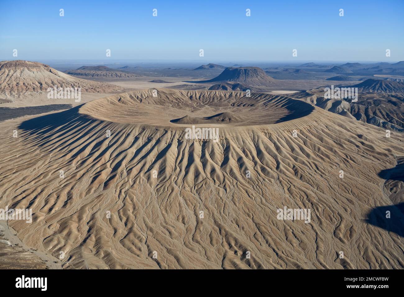 Harrat Khaybar volcanic landscape, aerial view, near Khaybar, Medina ...