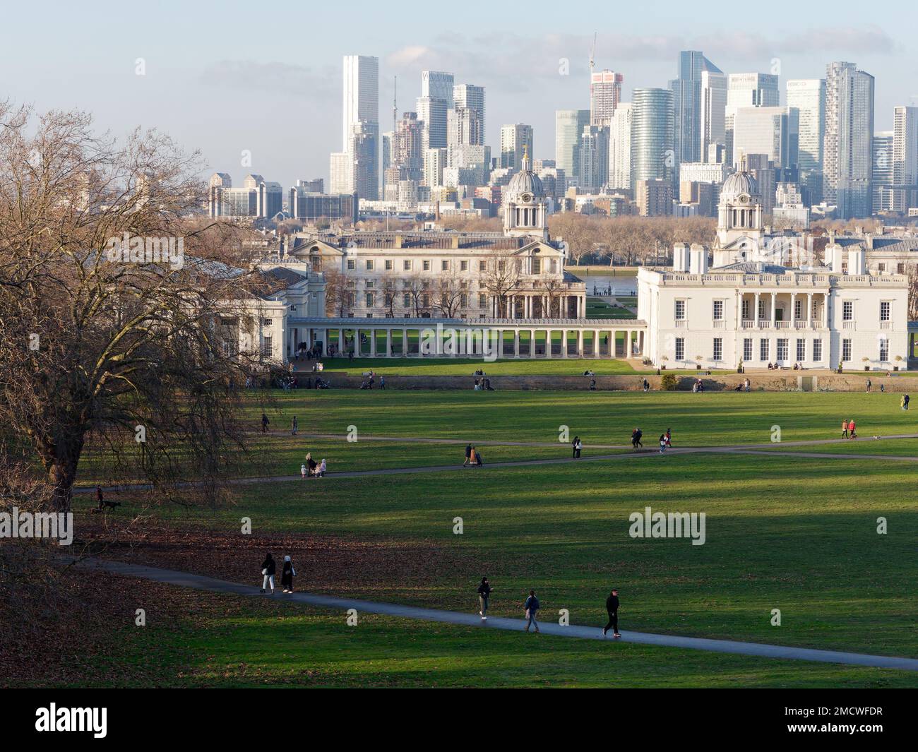 Greenwich Park with view of The Queens House, University buildings and ...