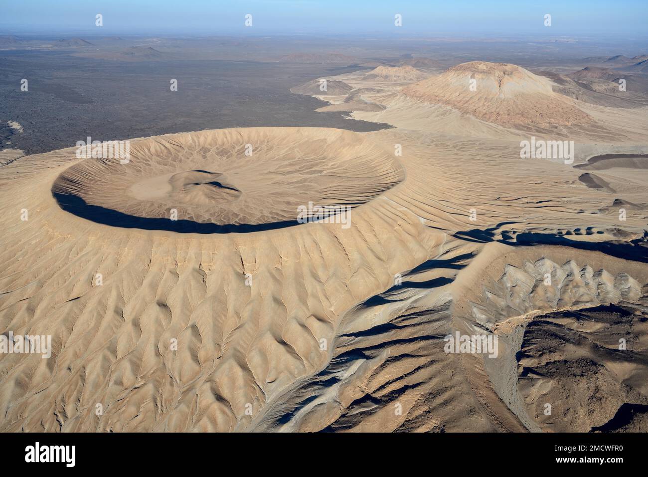 Harrat Khaybar volcanic landscape, aerial view, near Khaybar, Medina ...