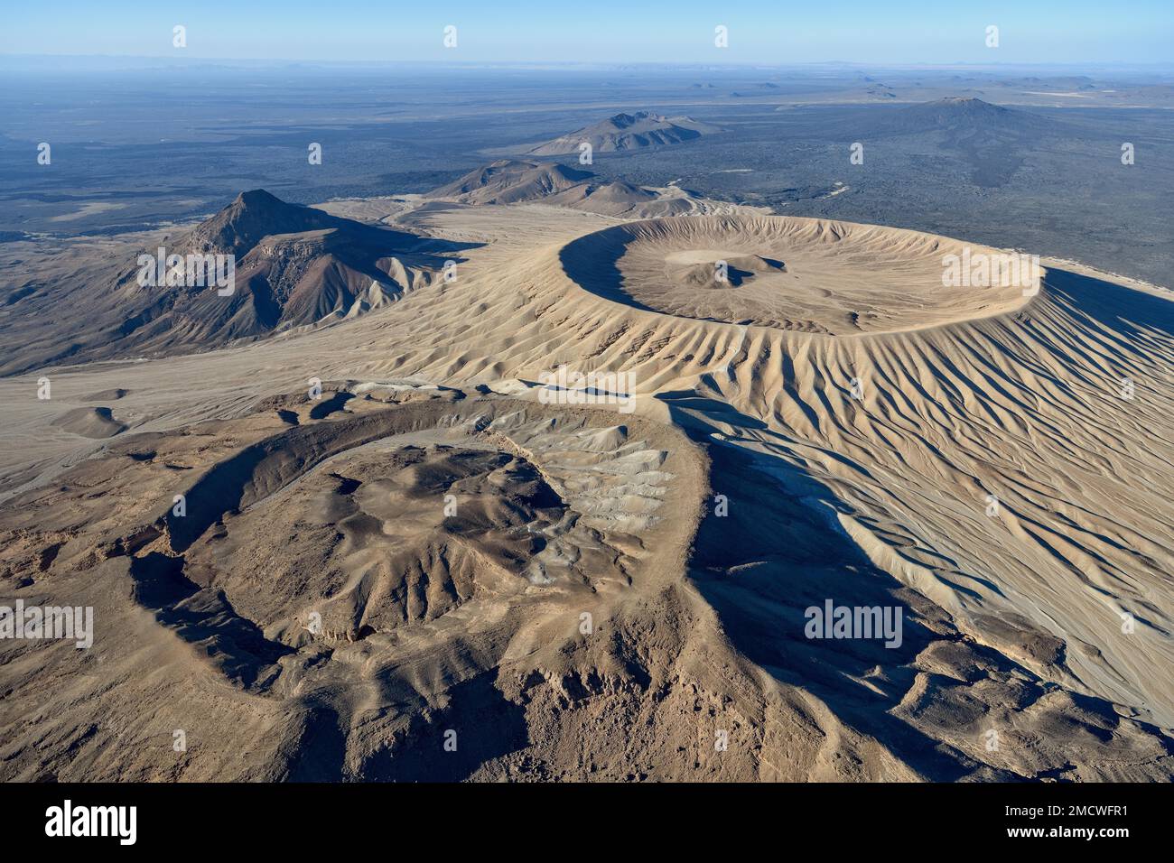 Harrat Khaybar volcanic landscape, aerial view, near Khaybar, Medina ...