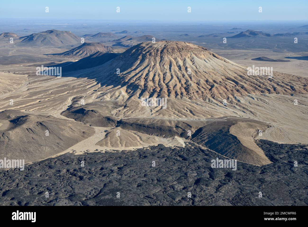 Harrat Khaybar volcanic landscape, aerial view, near Khaybar, Medina ...