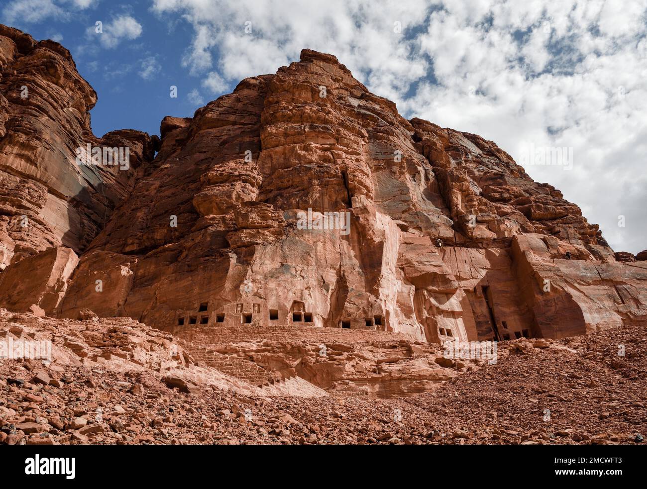 Lion tombs in the rocks of al-Khuraybah, Dadan or Dedan, near AlUla ...