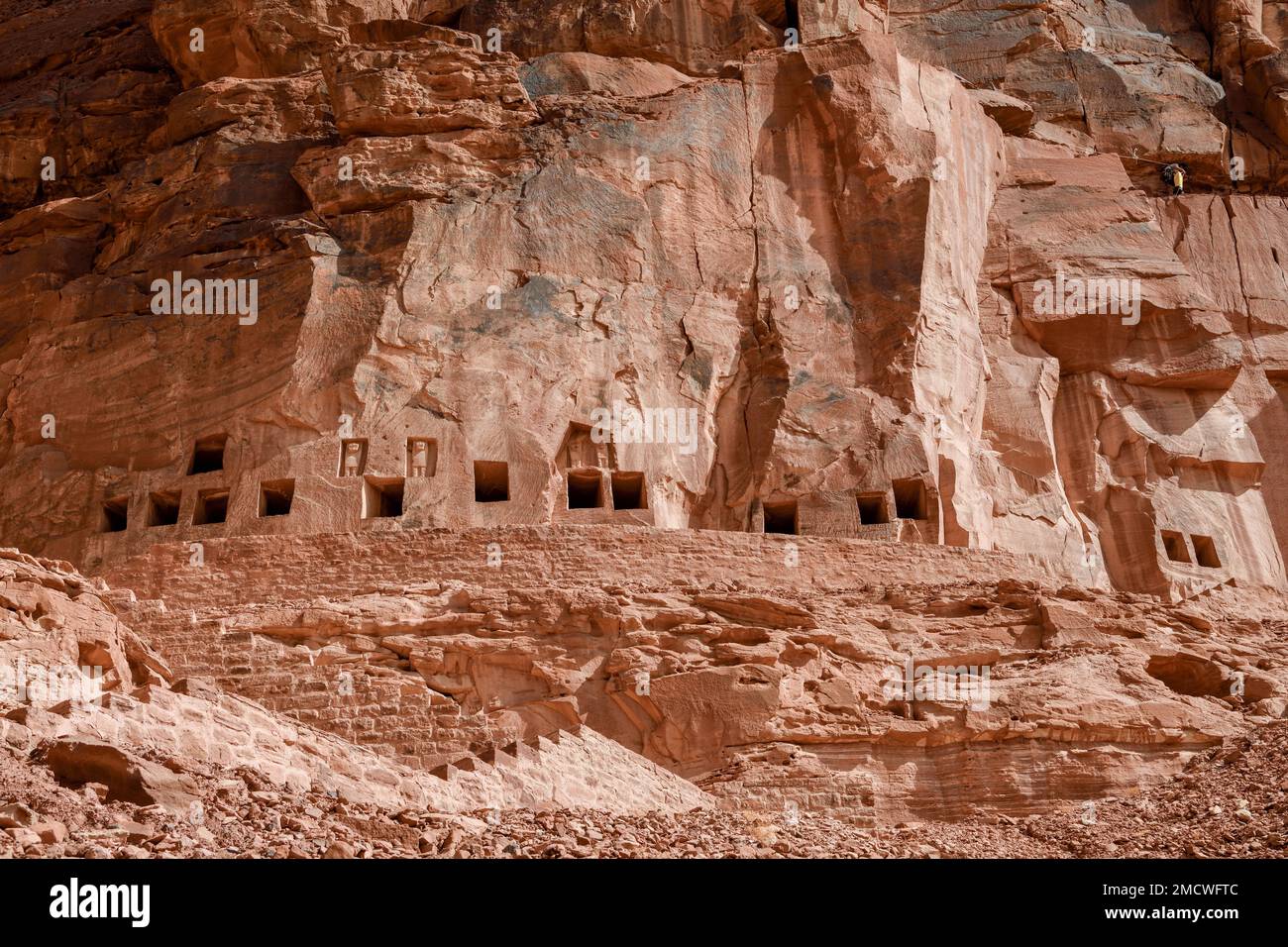 Lion tombs in the rocks of al-Khuraybah, Dadan or Dedan, near AlUla ...