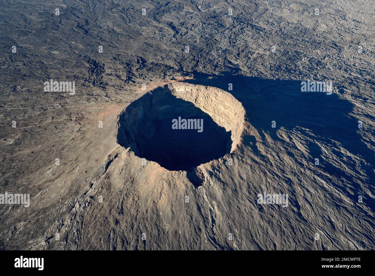 Harrat Khaybar volcanic landscape, aerial view, near Khaybar, Medina ...