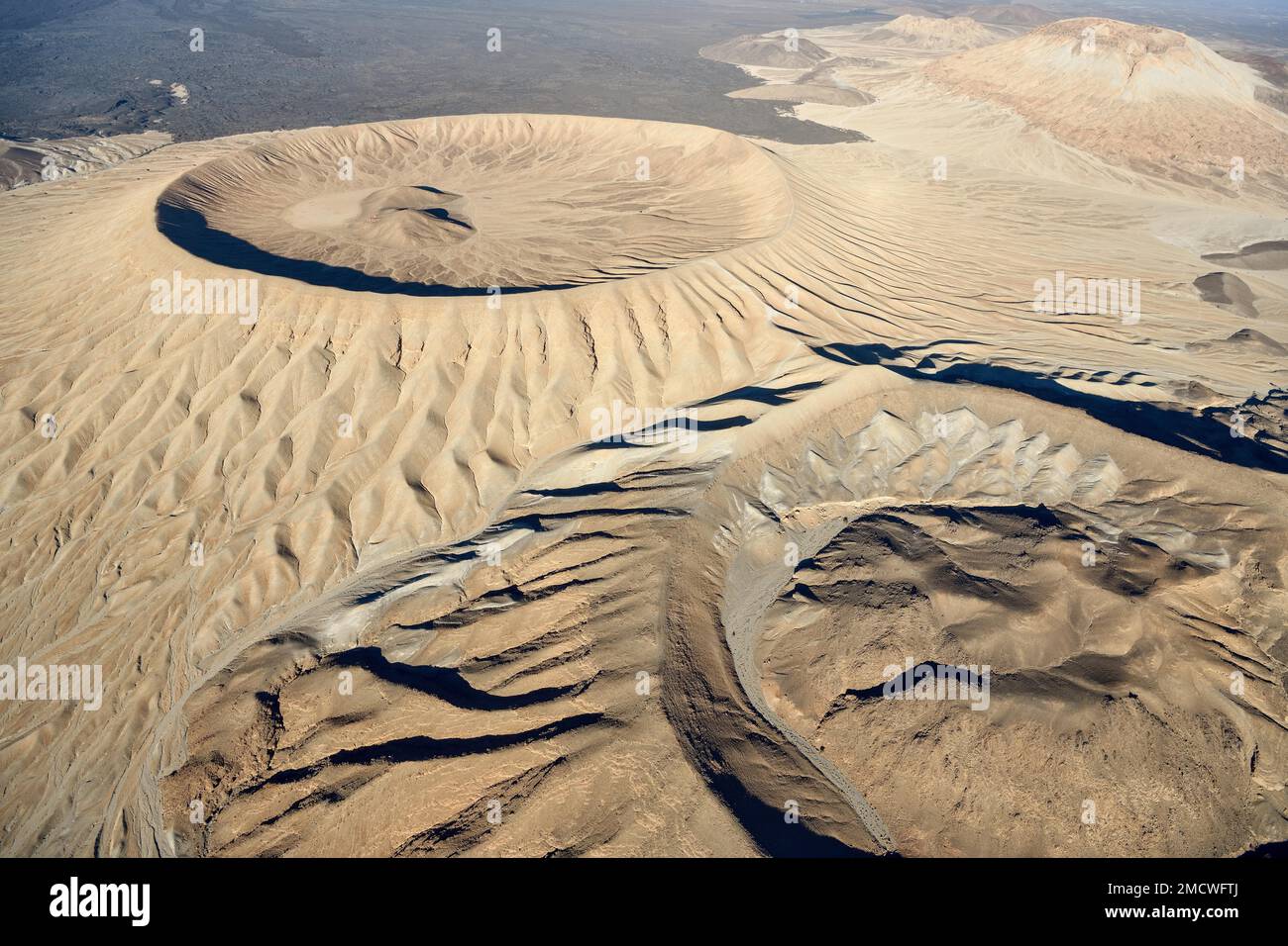 Harrat Khaybar volcanic landscape, aerial view, near Khaybar, Medina ...