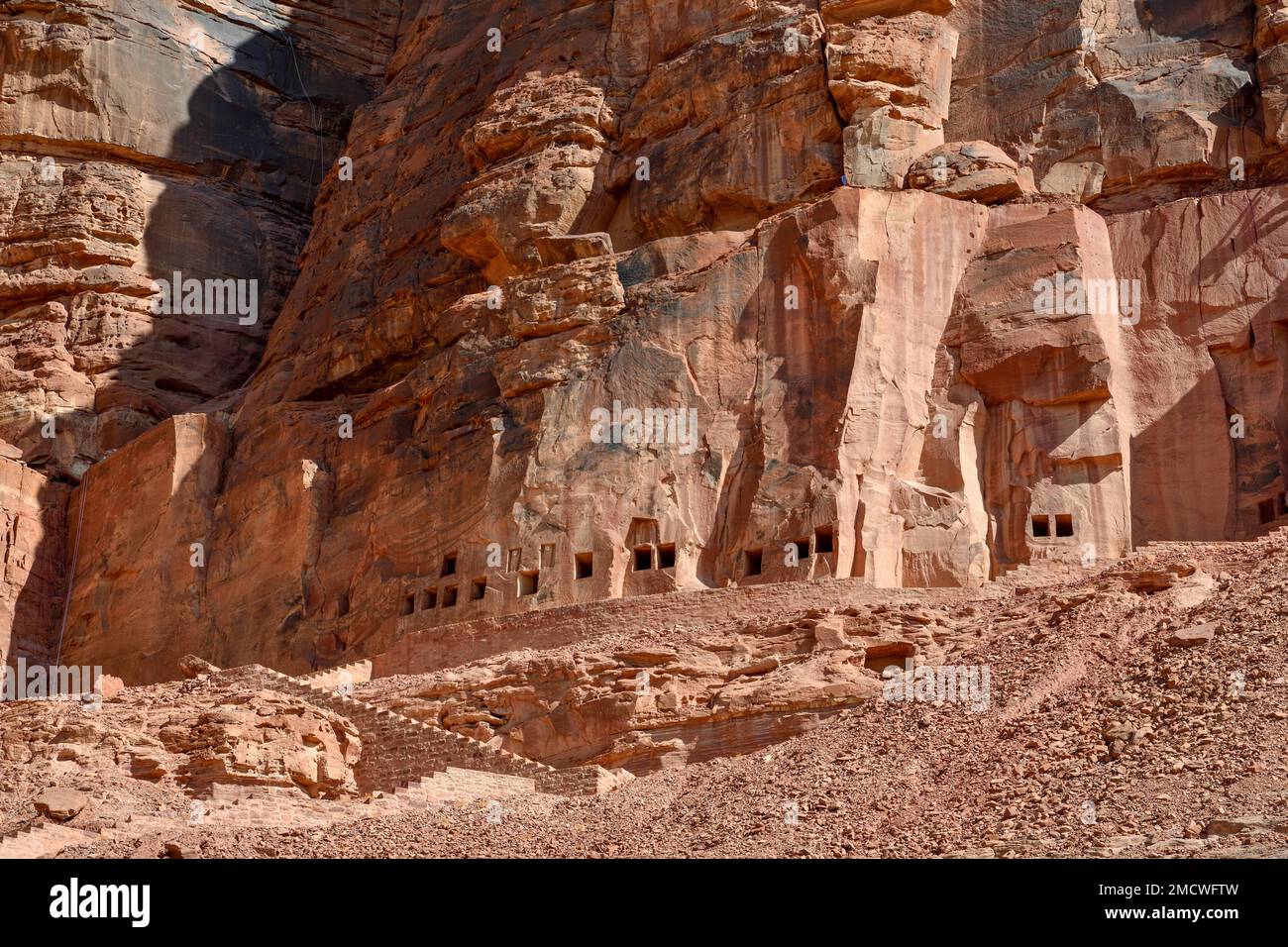 Lion tombs in the rocks of al-Khuraybah, Dadan or Dedan, near AlUla ...