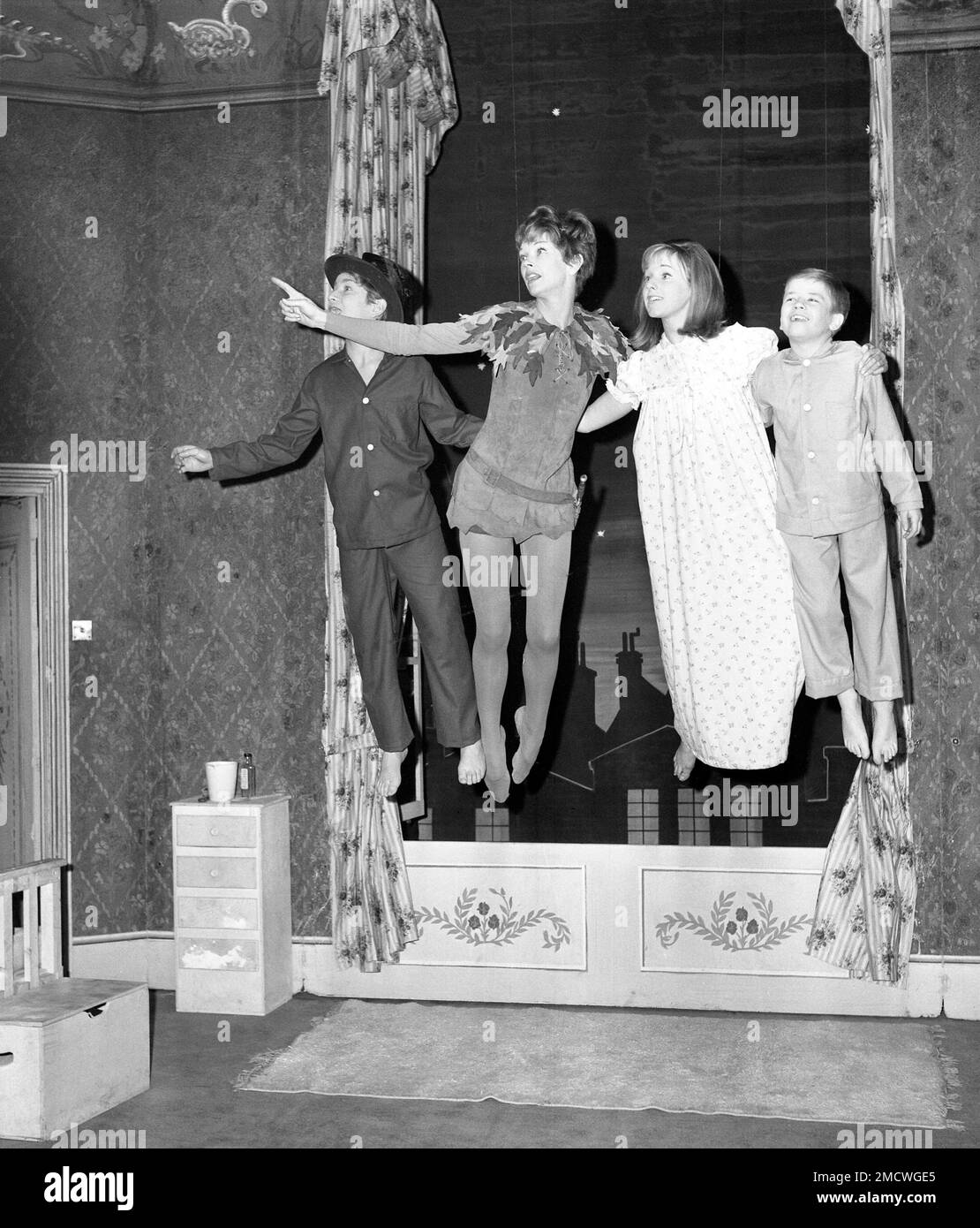 John, played by David Morris, Peter Pan, played by Dawn Addams, Wendy ...