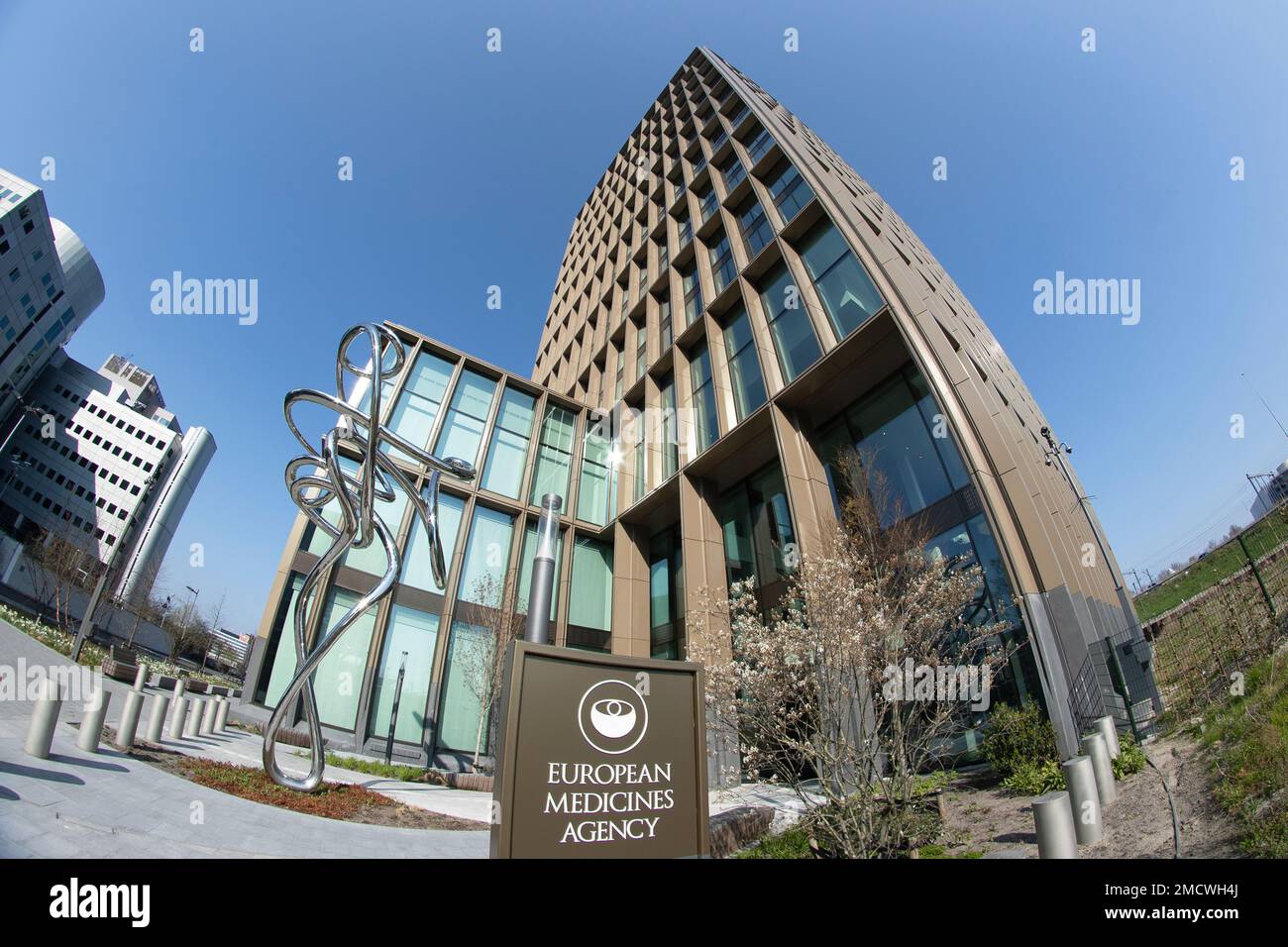 FILE - Exterior view of the European Medicines Agency, EMA, in ...