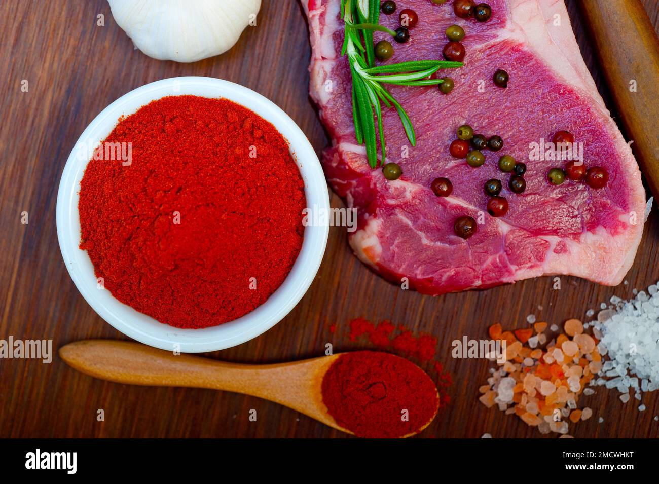 Raw uncooked ribeye beef steak butcher selection Stock Photo - Alamy