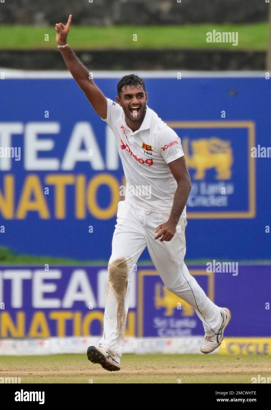 Sri Lankan Bowler Lasith Embuldeniya Celebrates The Wicket Of West