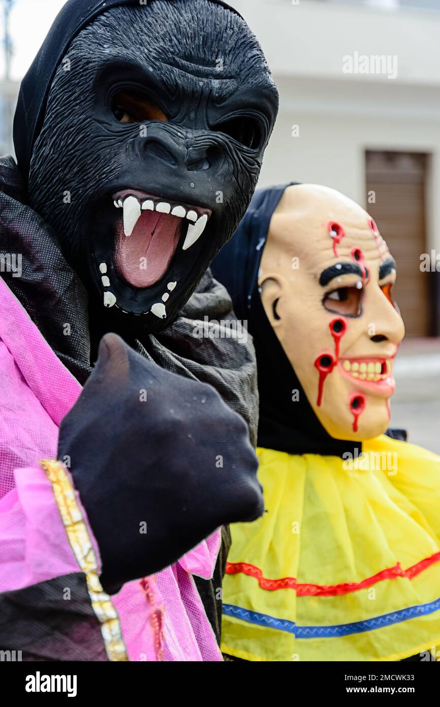 Maragogipe, Bahia, Brazil - February 27, 2017: Two people with horror ...