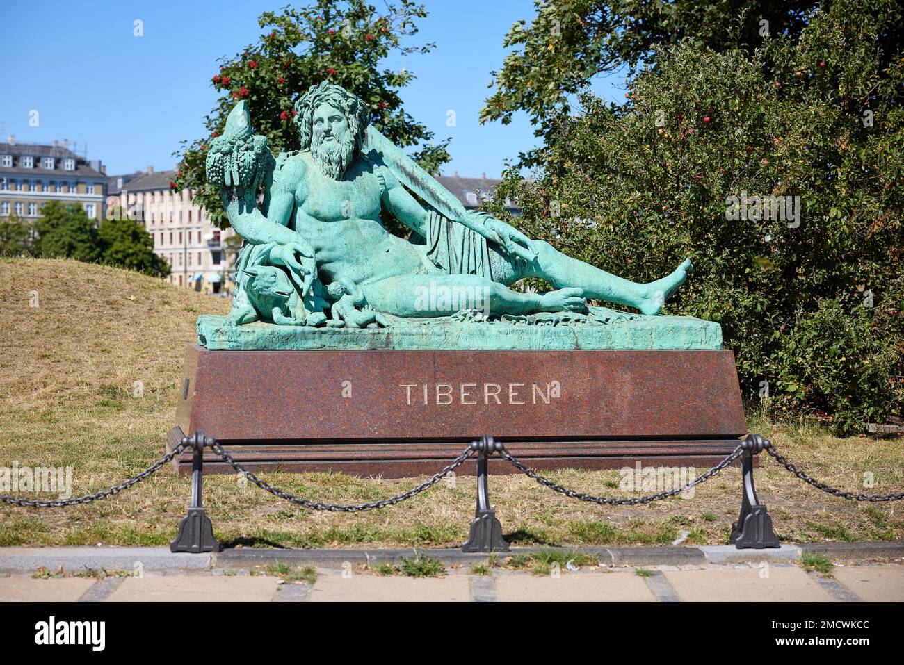 Tiberinus ("Tiberen"), river god sculpture, bronze (1901); Søtorvet by ...