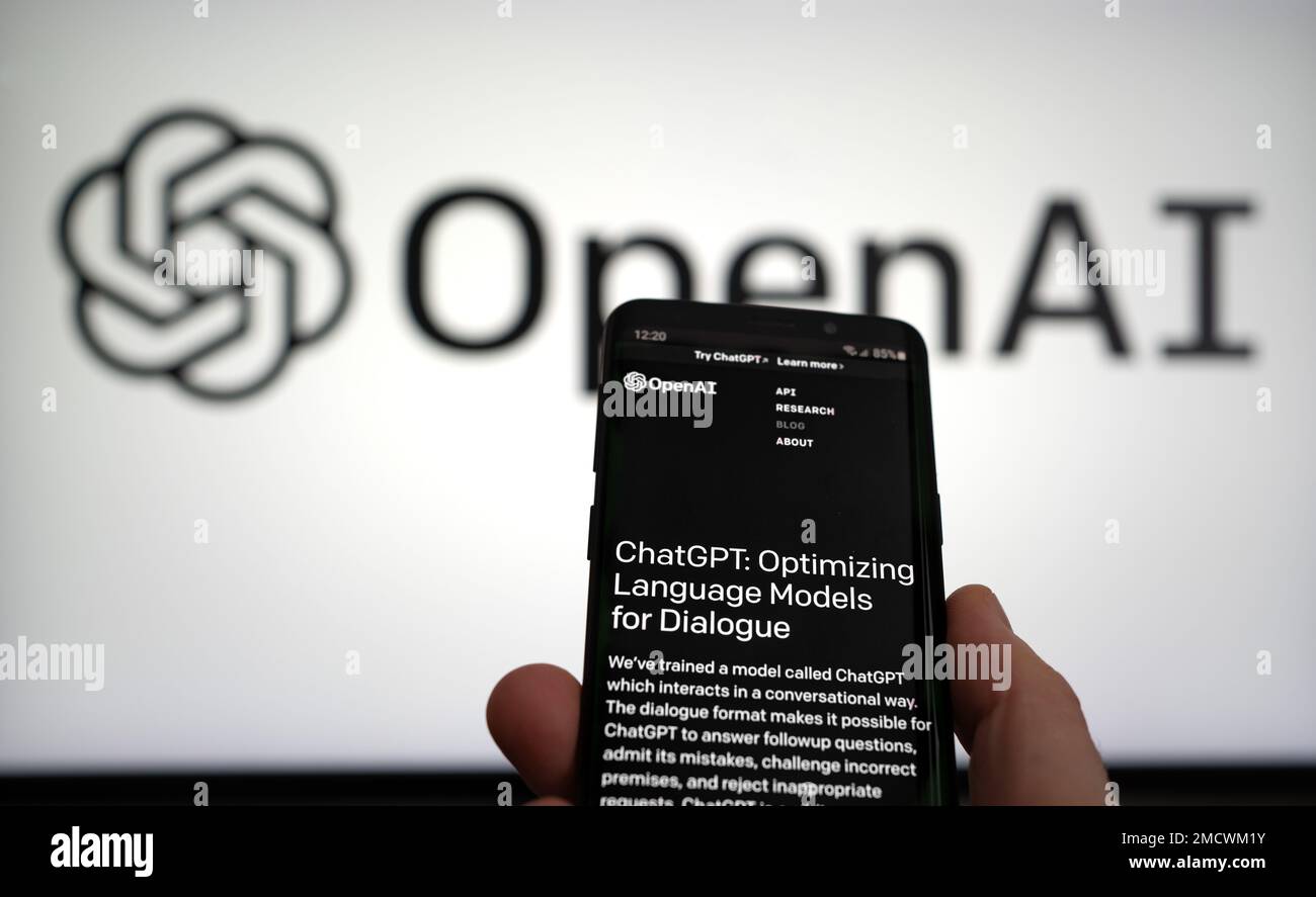 ChatGPT an OpenAI chatbot - Mobile device with company website Stock ...
