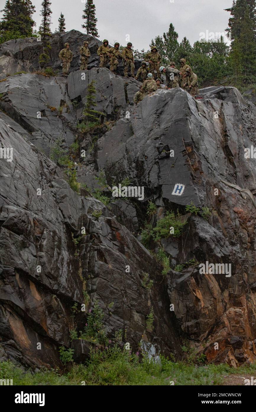 Mountaineering instructors from Northern Warfare Training Center, hold ...