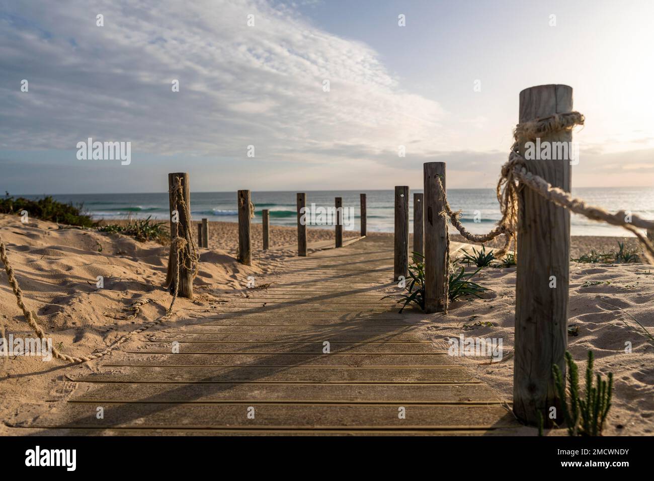 Wooden bridges leading to Faro beach, Algarve, south Portugal Stock ...