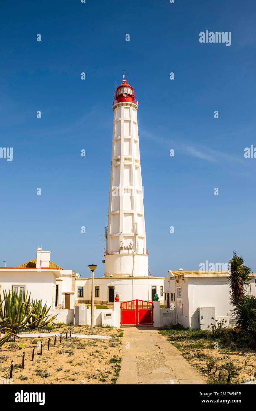 Lighthouse at Farol Island, Faro District, Algarve, south Portugal ...