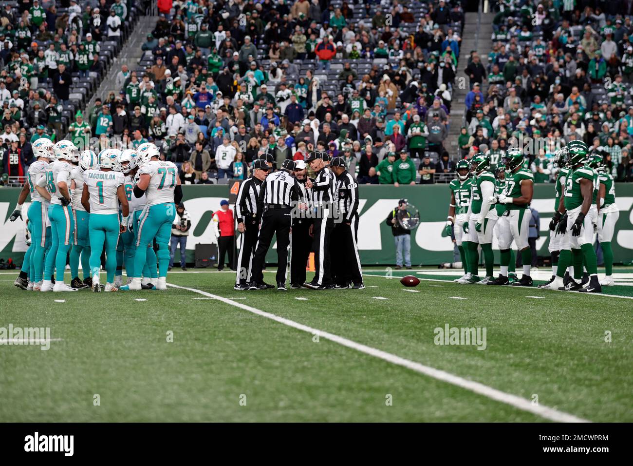 NFL Officials meet between the Miami Dolphins and the New York Jets ...