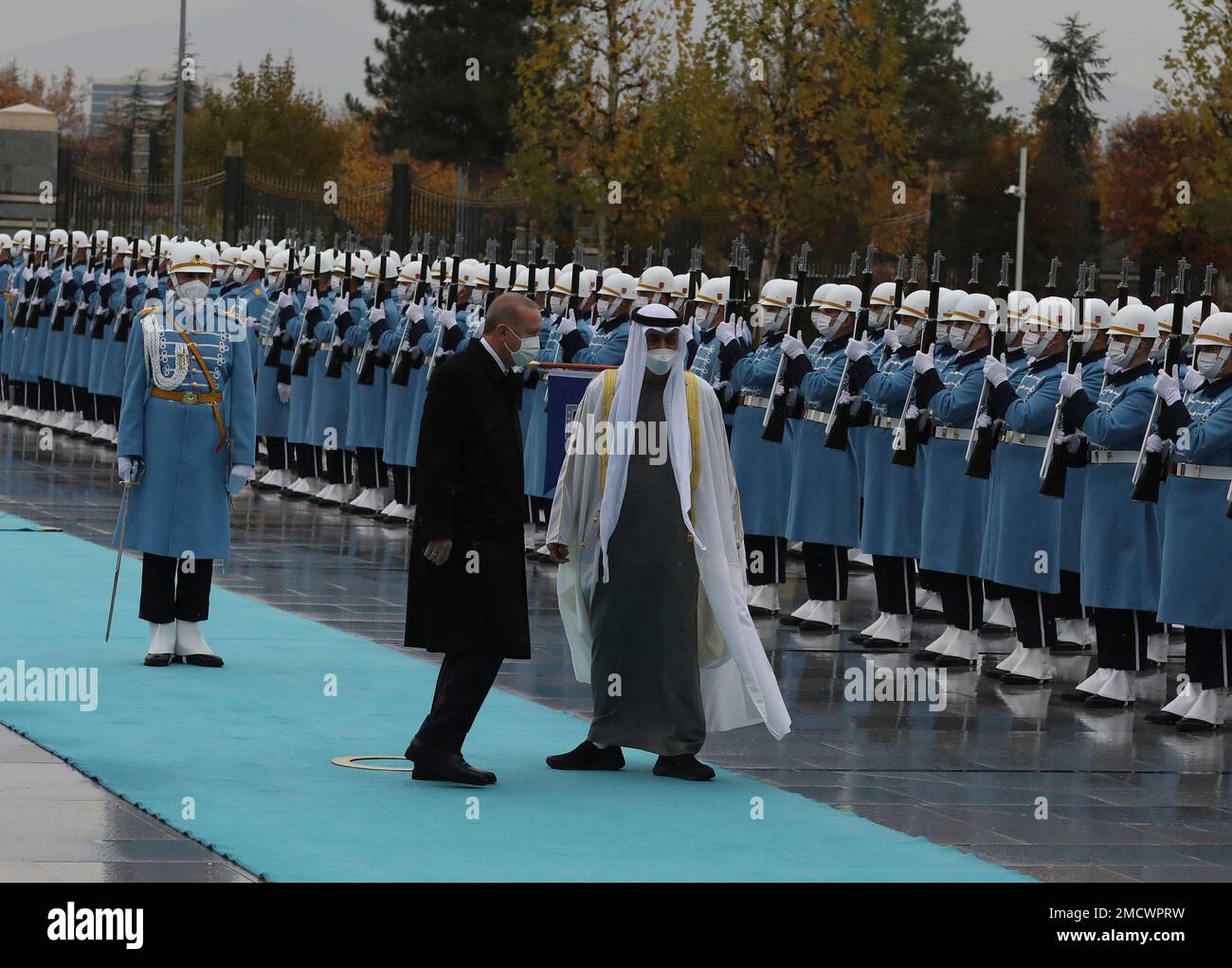 Turkey's President Recep Tayyip Erdogan, left, and Sheikh Mohammed bin ...