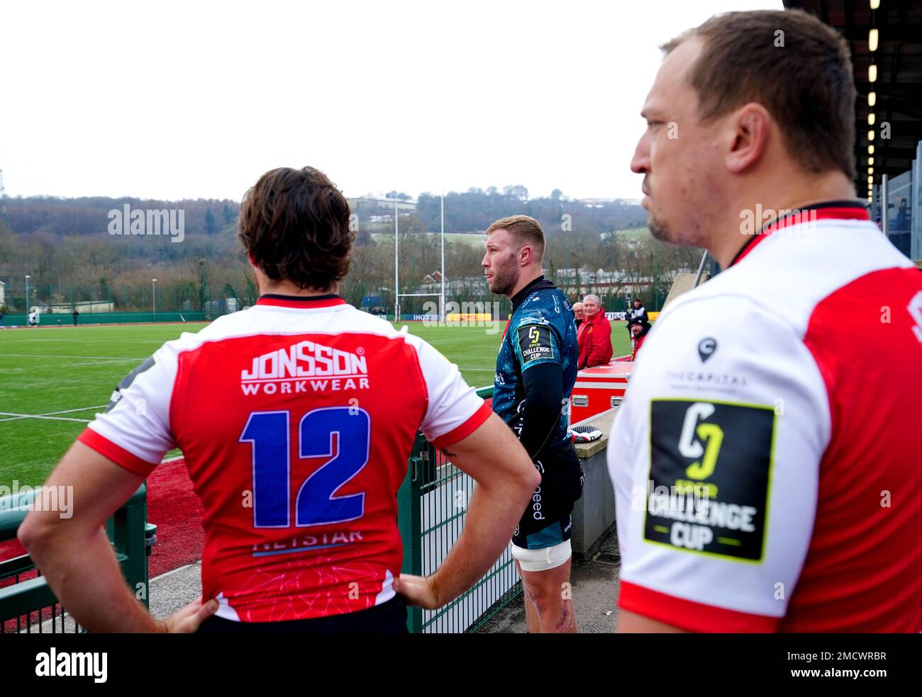 Dragons' Ross Moriarty (centre) ahead of the EPCR Challenge Cup match ...