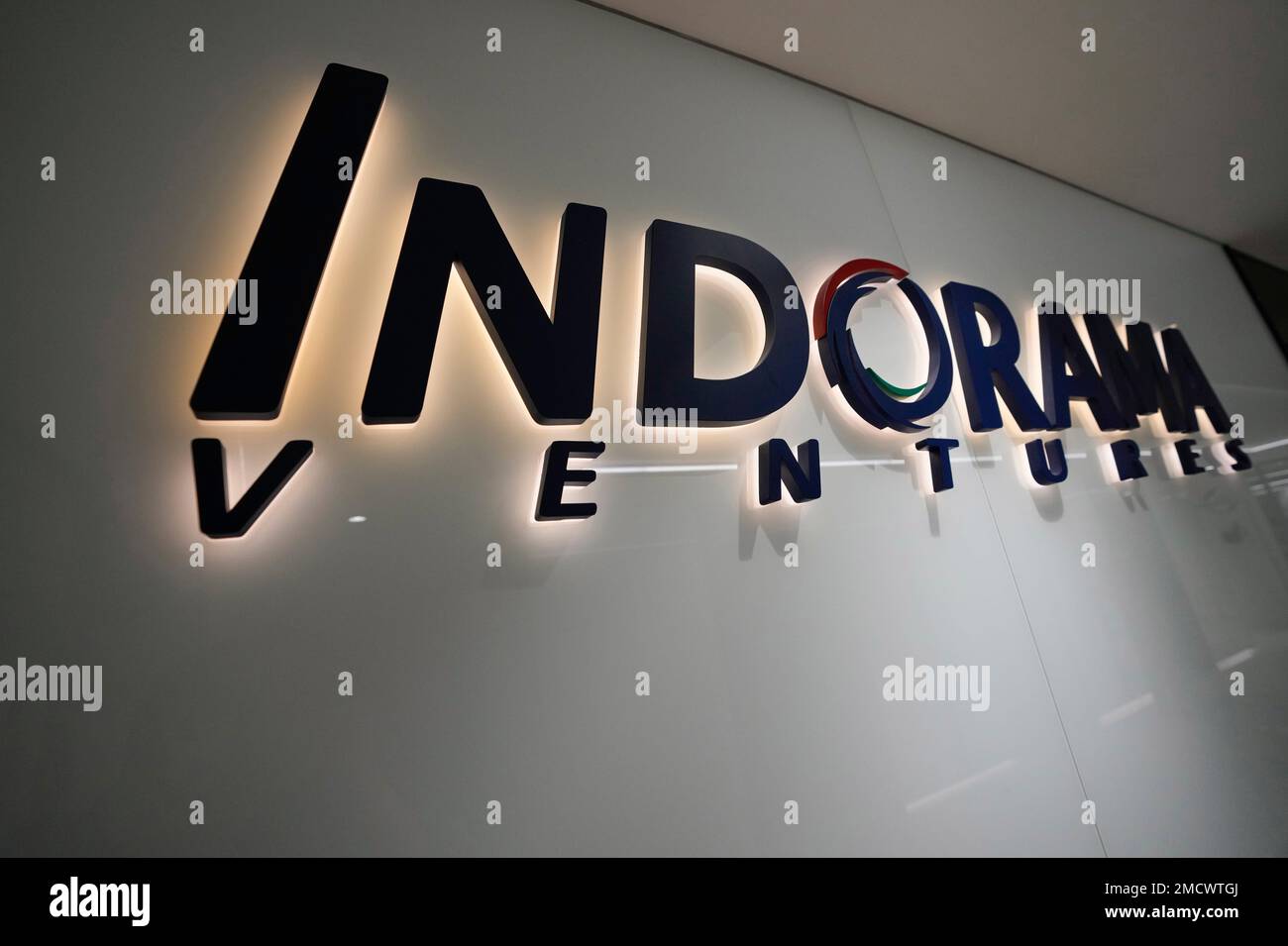 An Indorama ventures logo is displayed at headquarters in Bangkok ...