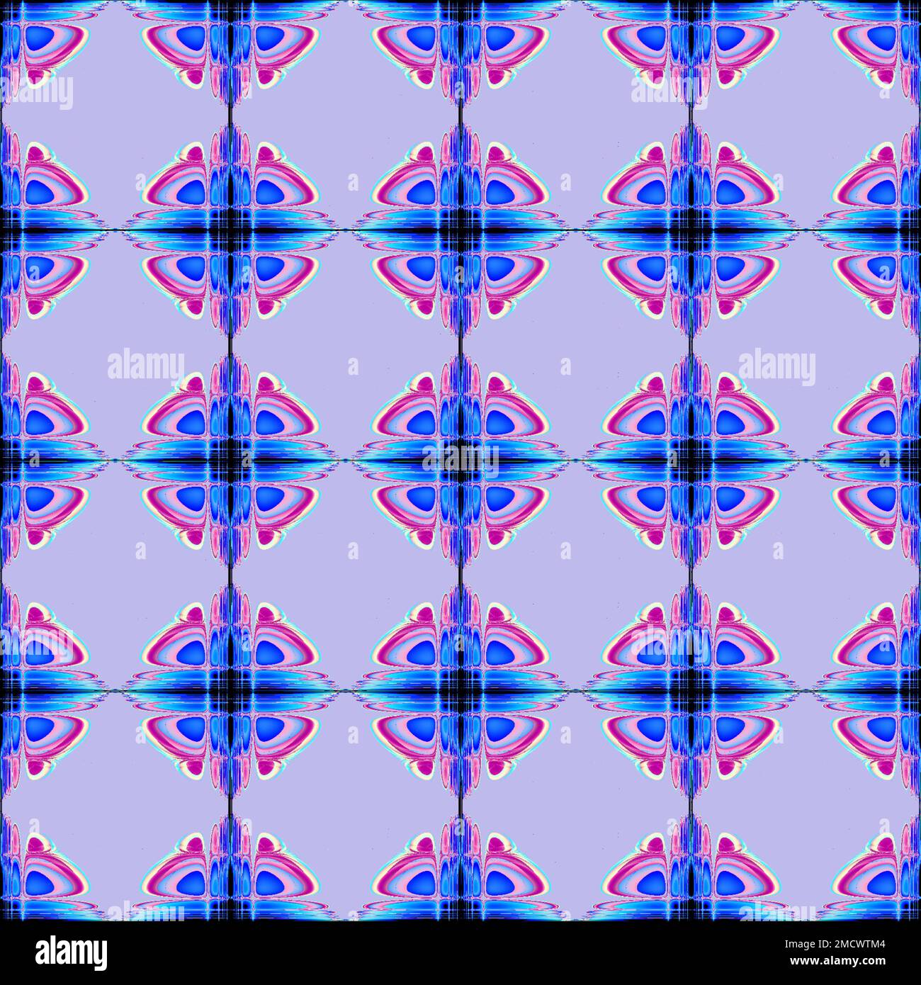 geometric seamless floral symmetrical pattern in blue and purple colors ...