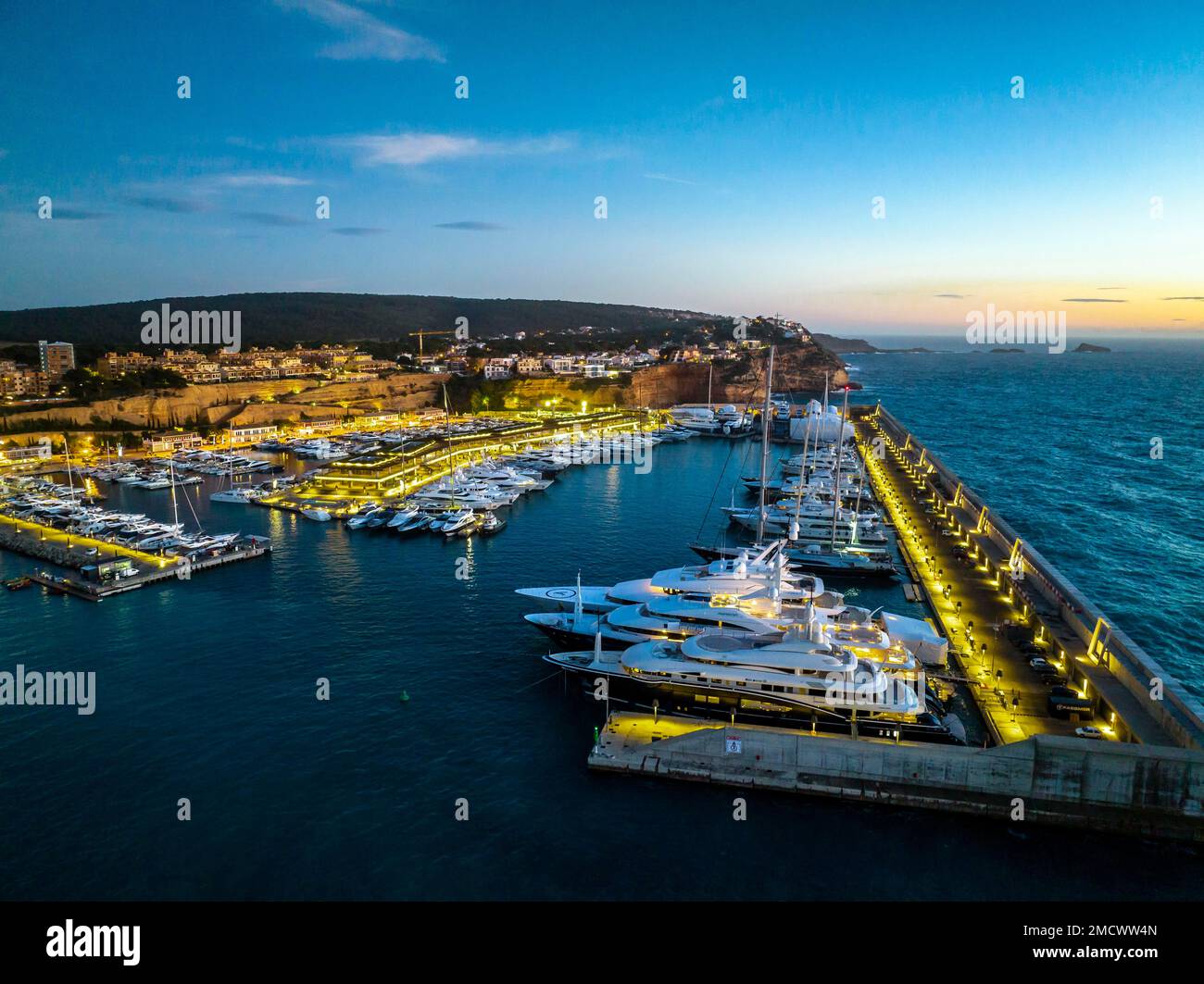 Aerial view, luxury marina Port Adriano, El Toro, Santa Ponca region ...