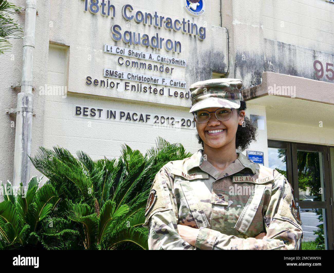 U.S. Air Force Airman 1st Class Aisha Nance, 18th Contracting Squadron ...