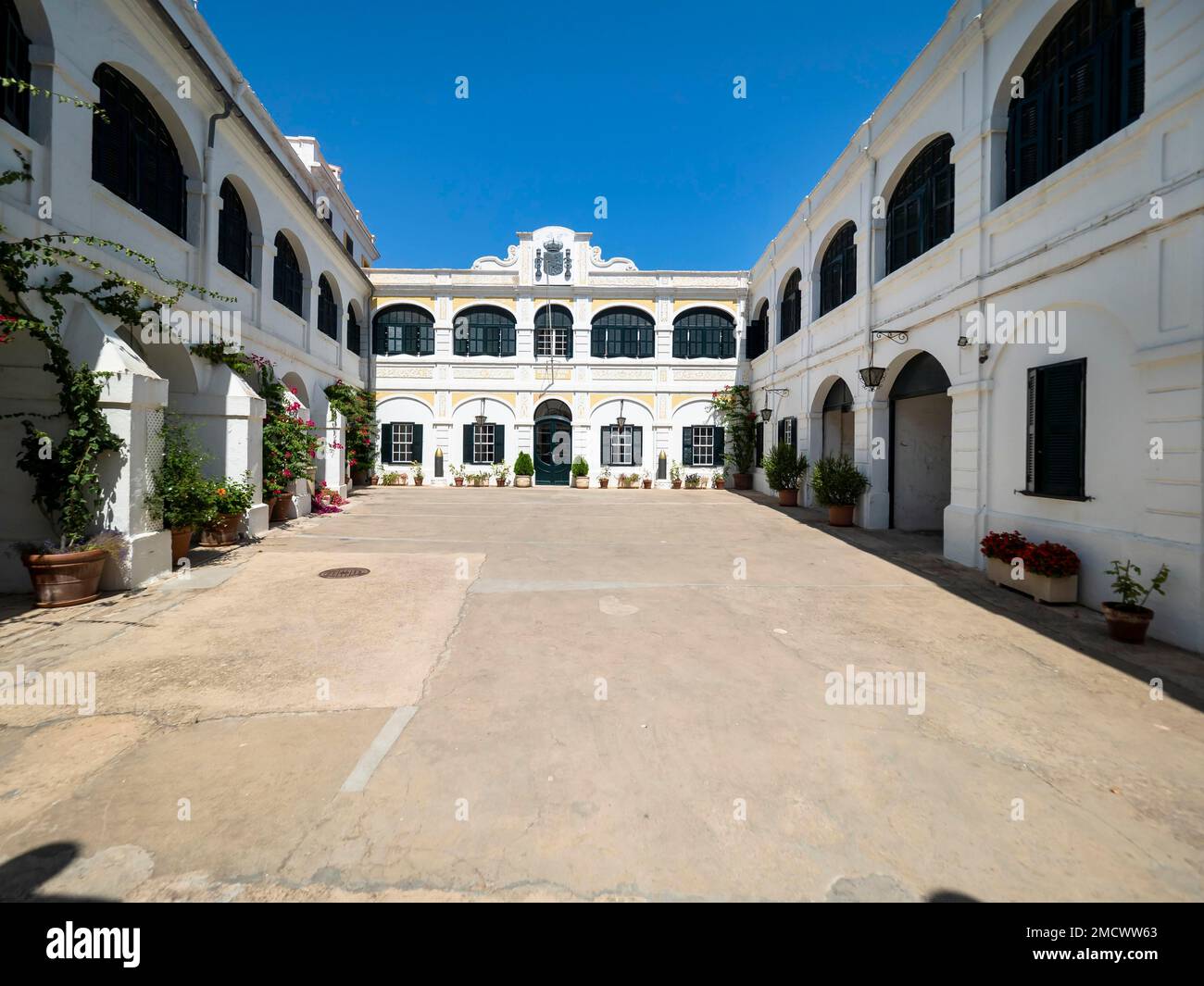 Palacio Isabel II in the old town of Mahon, Port de Mao, Menorca ...