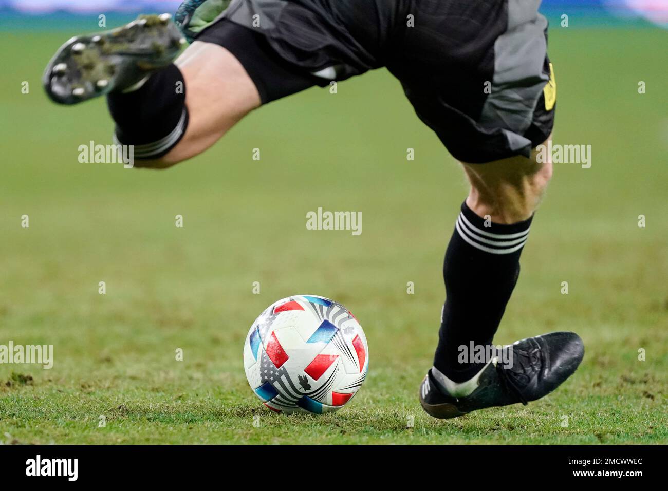 Nashville SC goalkeeper Joe Willis kicks the ball during the second ...