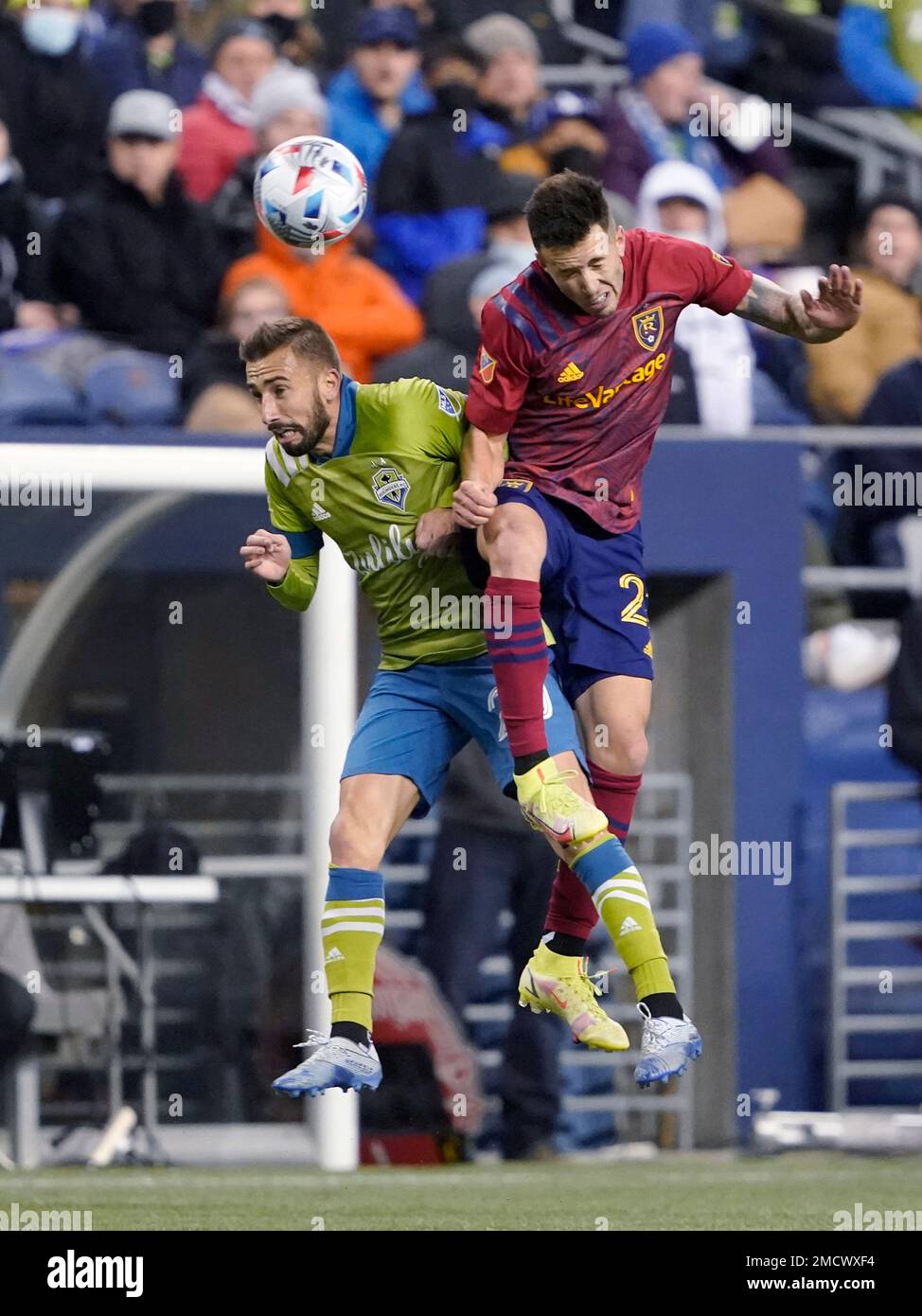Seattle Sounders' Nicolas Benezet, left, and Real Salt Lake's Aaron ...