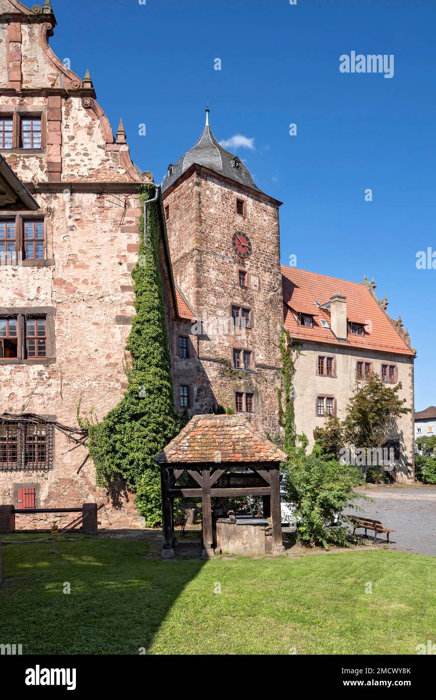 Medieval front castle with residential tower and well, hotel and castle ...