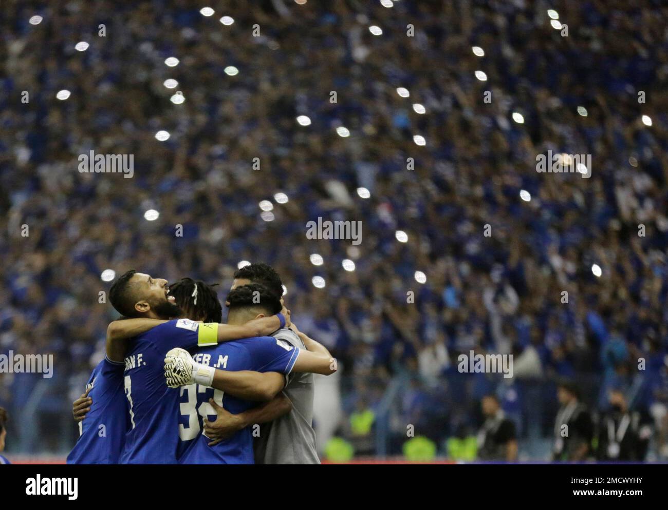 Saudi Arabia's Al Hilal soccer team players celebrate the AFC Champions ...