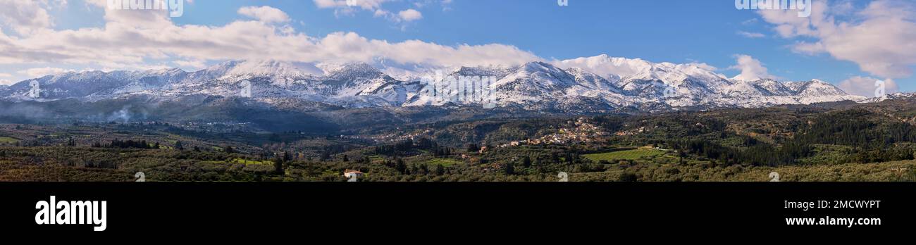 Spring in Crete, Panorama, Lefka Ori, White Mountains, Snow-Capped ...