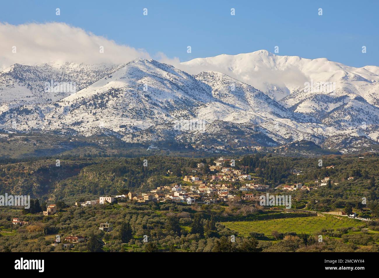 Spring in Crete, Paidochori village, Lefka Ori, White mountains, Snow ...