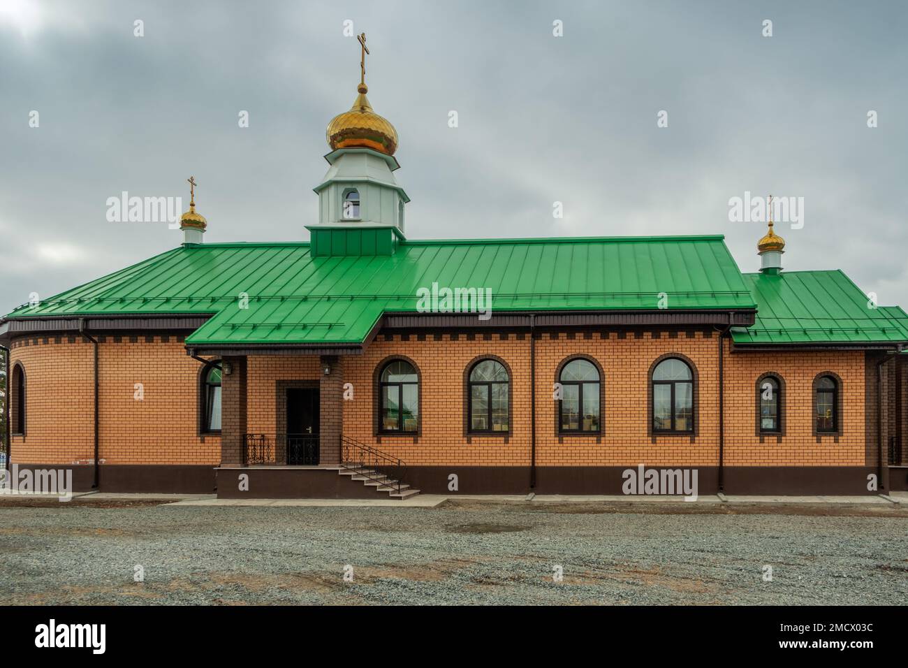 Temple of Seraphim of Sarov against a cloudy sky. The photo was taken ...