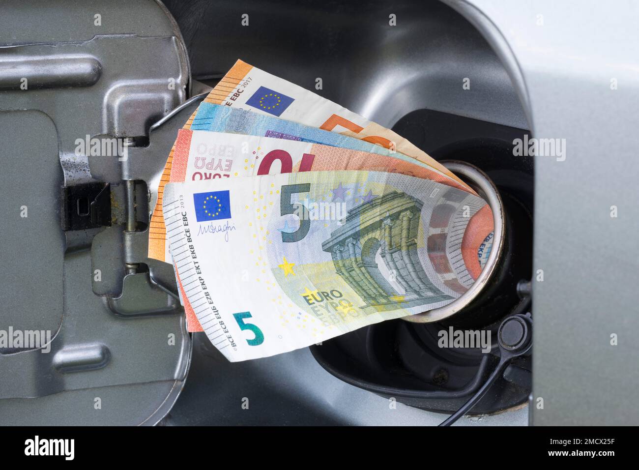 Symbolic image, expensive fuel price, fuel filler neck, car, diesel ...