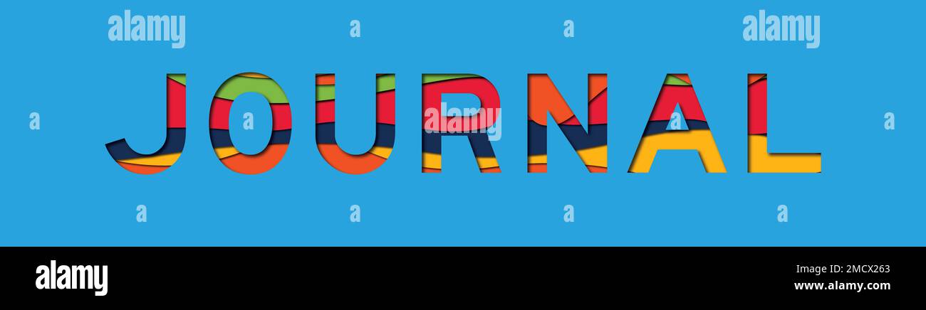 Letter with papercut style in word journal on blue background Stock ...