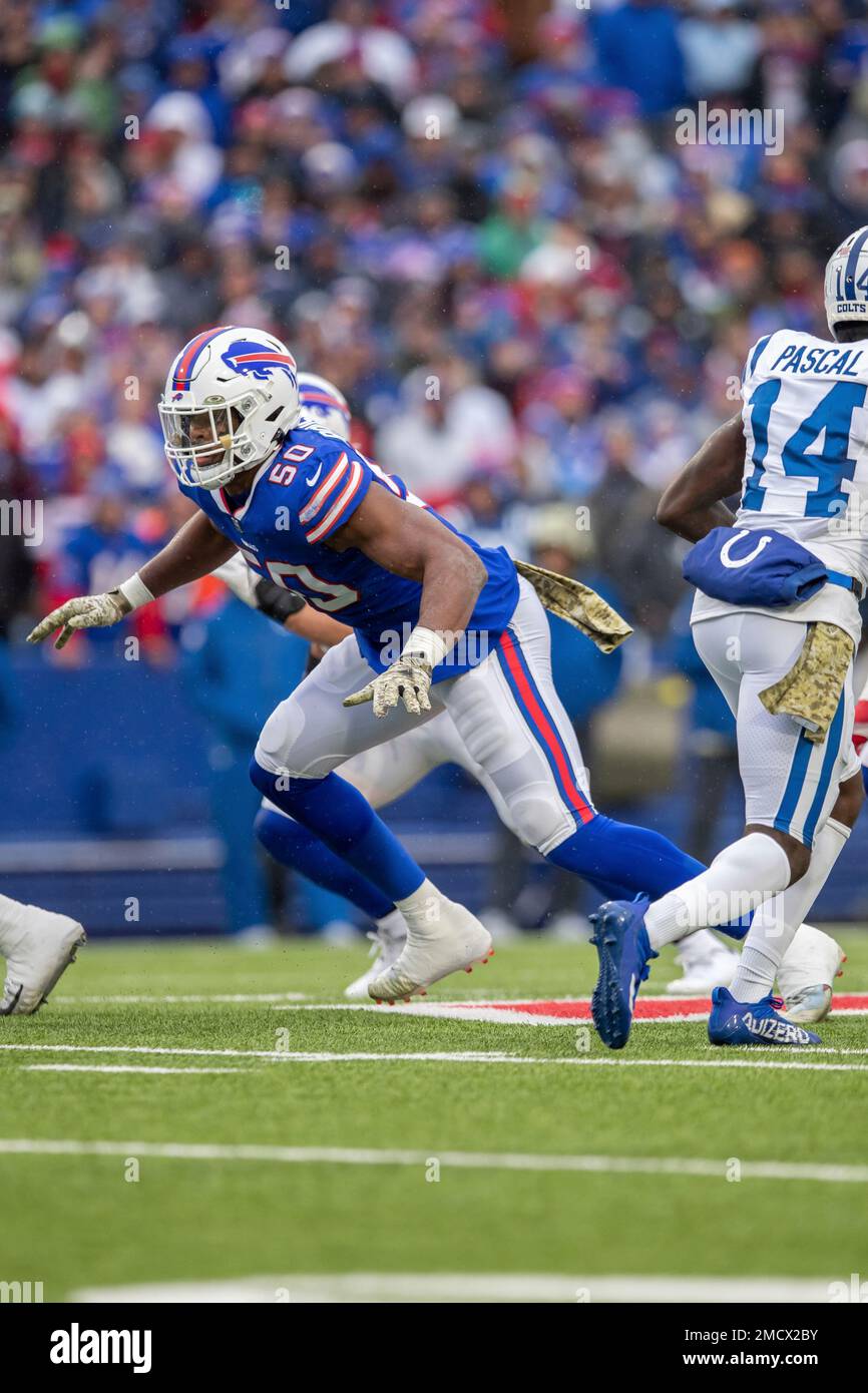 Linebacker (50) Greg Rousseau of the Buffalo Bills against the ...