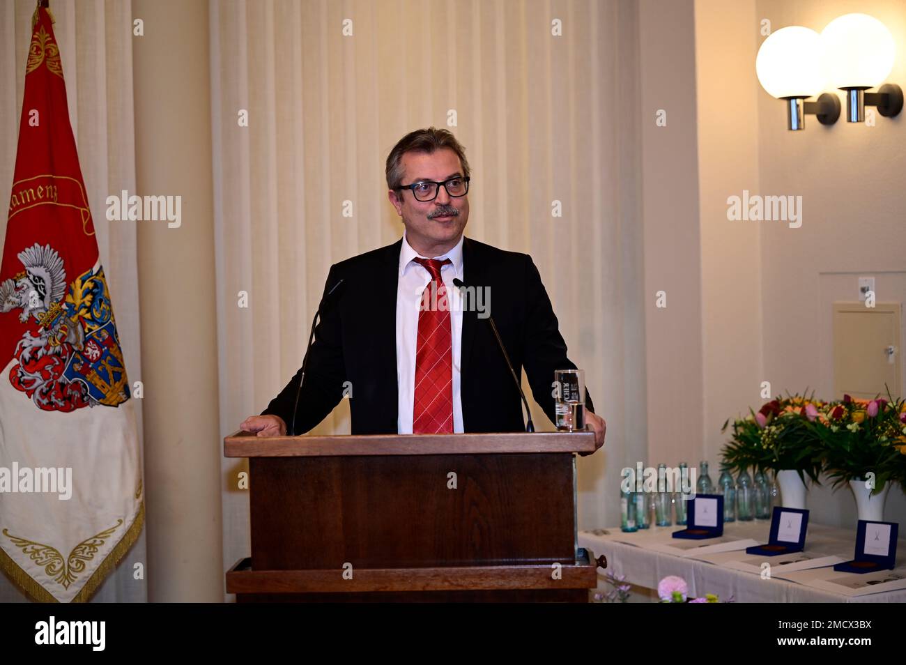 Maik Weise bei der Preisverleihung des Lessing-Preises 2023 im Rathaus ...