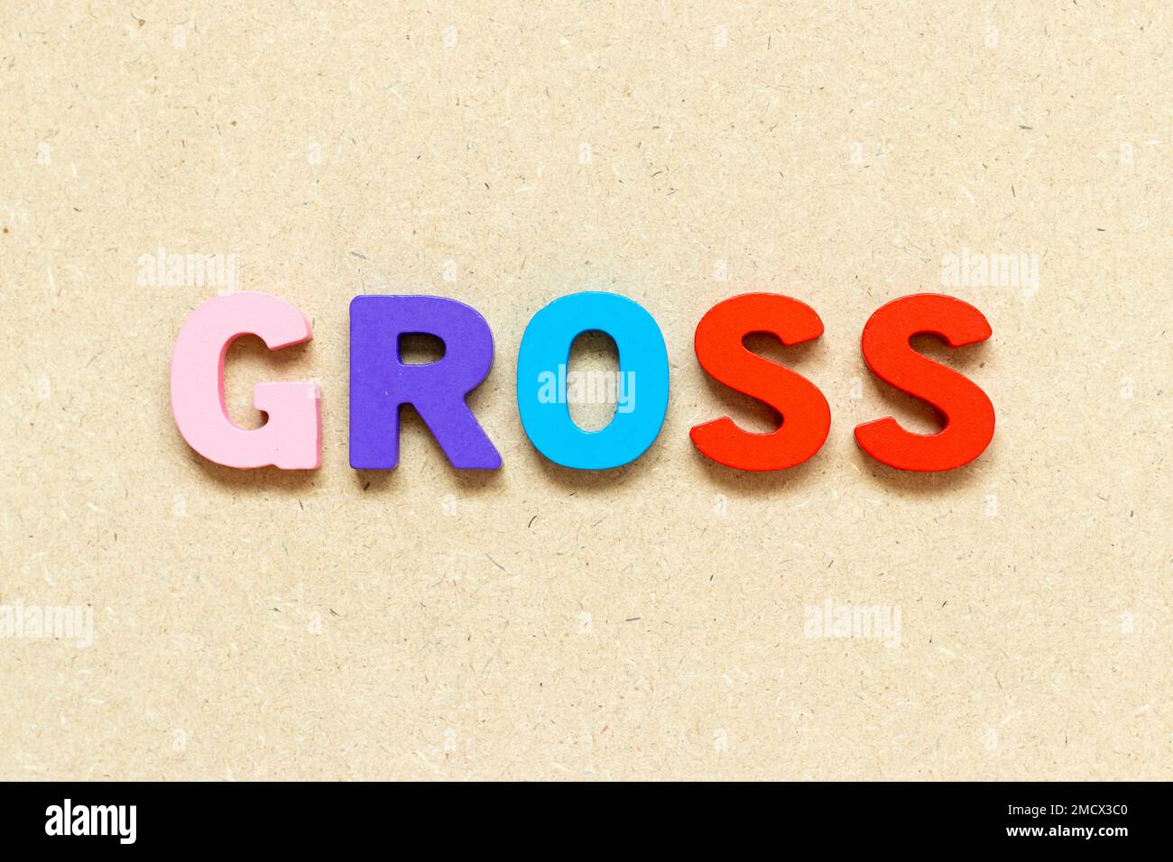 Color alphabet letter with word gross on wood background Stock Photo ...