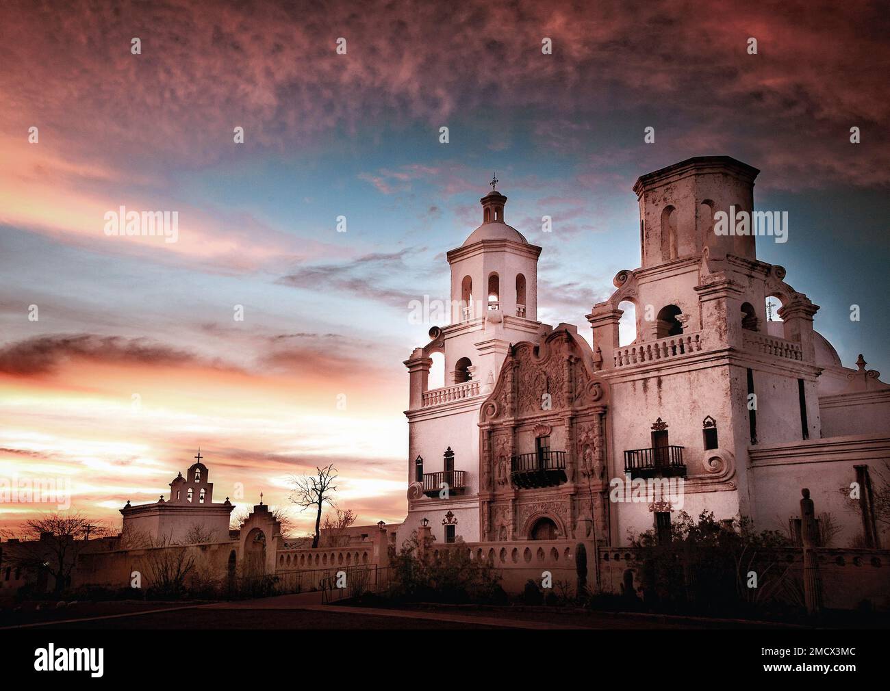 The historic San Xavier del Bac Mission church near Tucson, Arizona ...