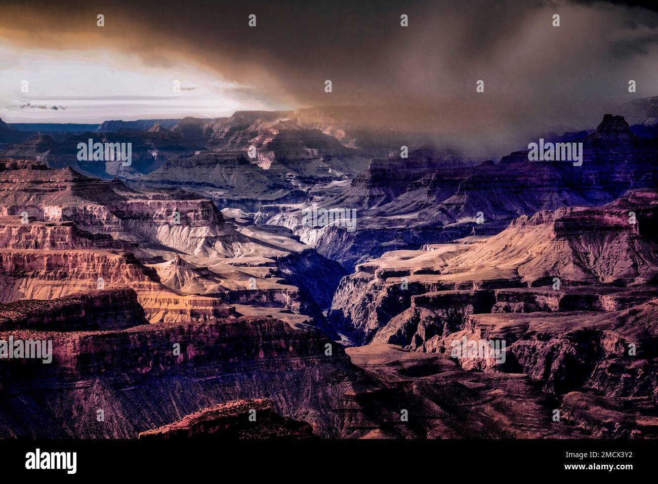 An isolated storm moves over the north rim of the Grand Canyon in ...