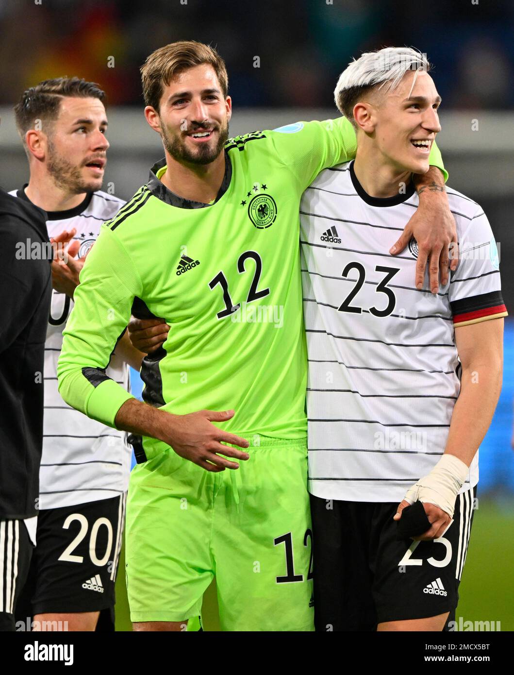 Cheering goalkeeper Kevin Trapp GER and Nico Schlotterbeck GER ...