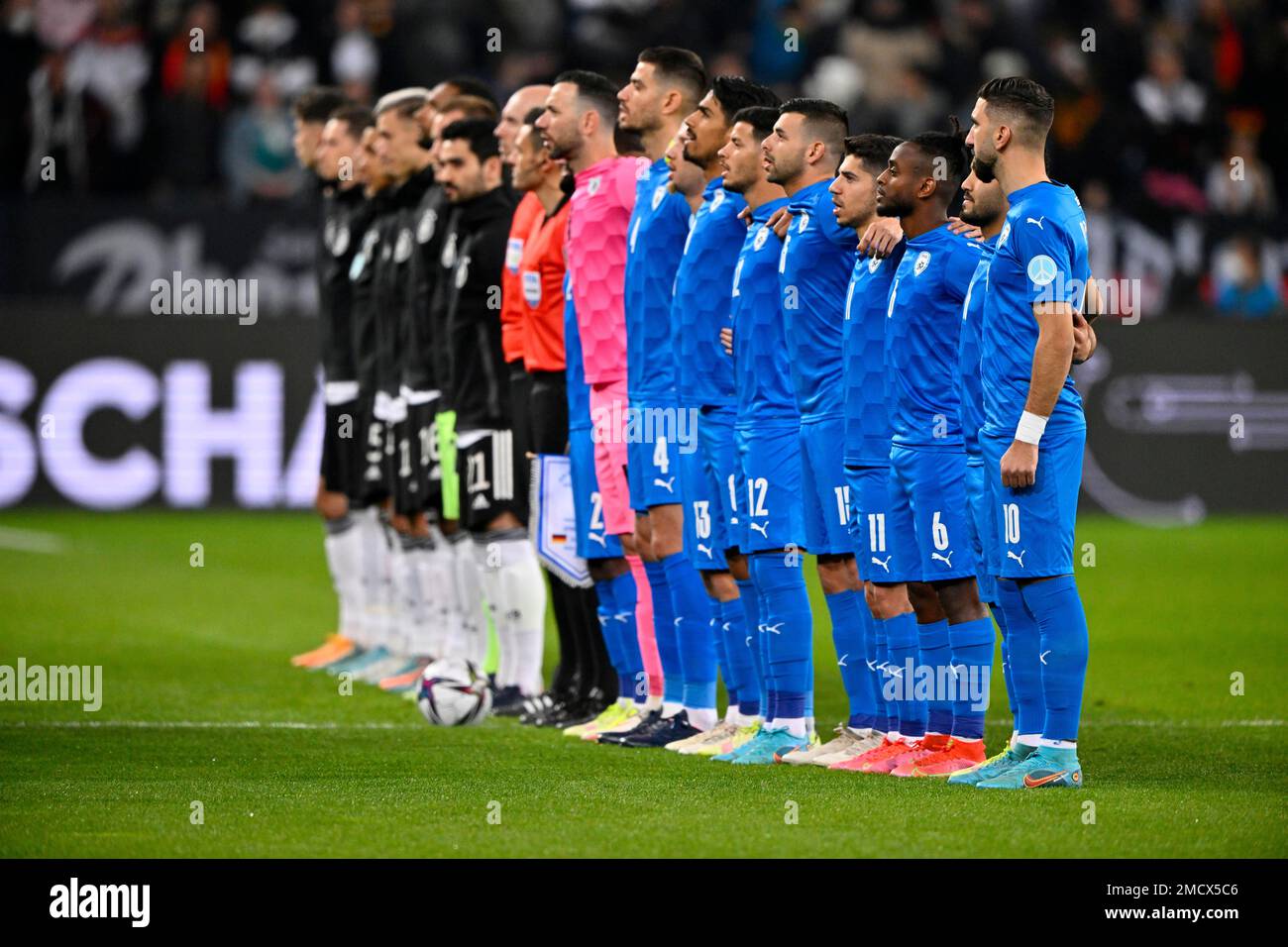 Singing of the national anthem, Germany and Israel teams, international ...